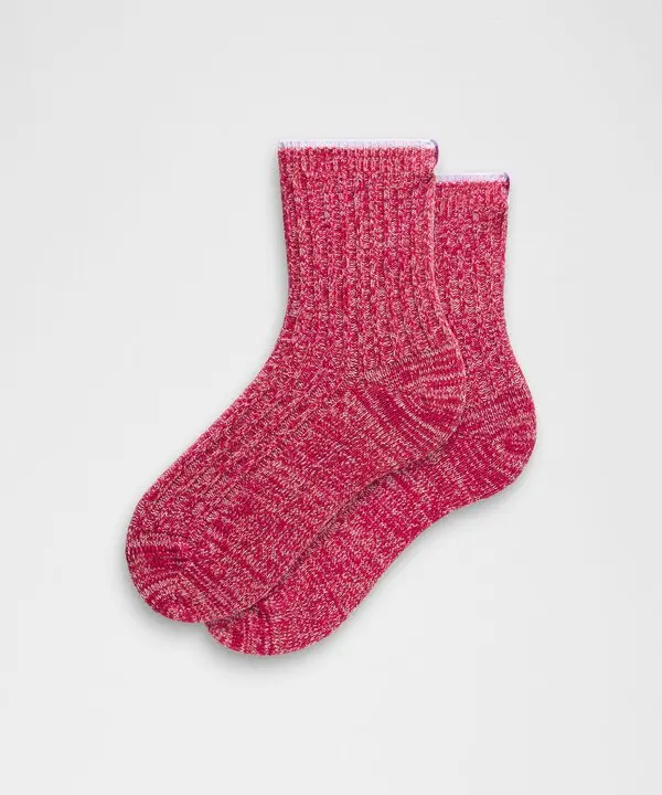 Lululemon Quarter-length Ragg Socks - Berry Rumble Multi/sheer Violet