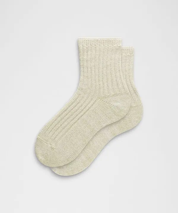 Lululemon Quarter-length Ragg Socks - Light Ivory Multi/red Clay