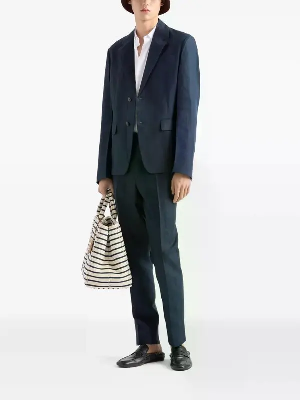 Prada Single-breasted Linen Blazer - Blue