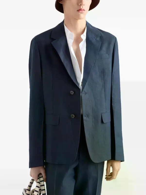 Prada Single-breasted Linen Blazer - Blue