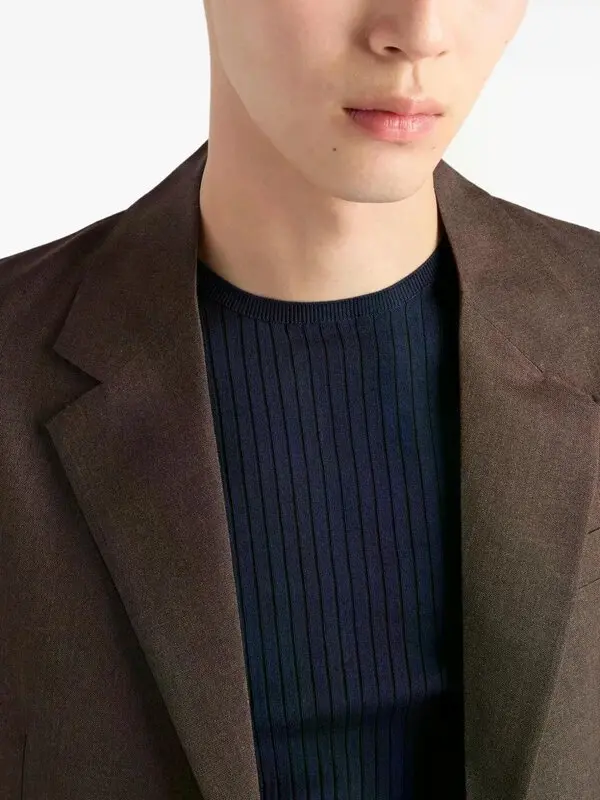 Prada Ribbed Cotton Crew Neck Sweater