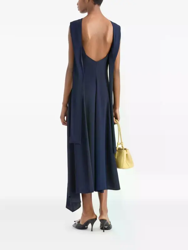 Prada Asymmetric Satin Midi Dress - Blue