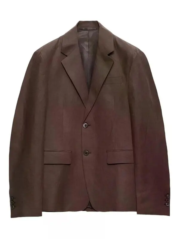 Prada Single-breasted Linen Blazer - Brown