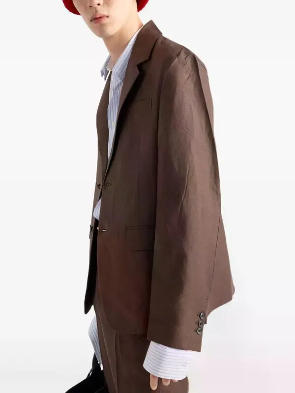 Prada Single-breasted Linen Blazer - Brown