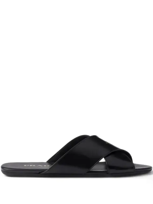 Prada Cross-Strap Sandals Black Editorialist