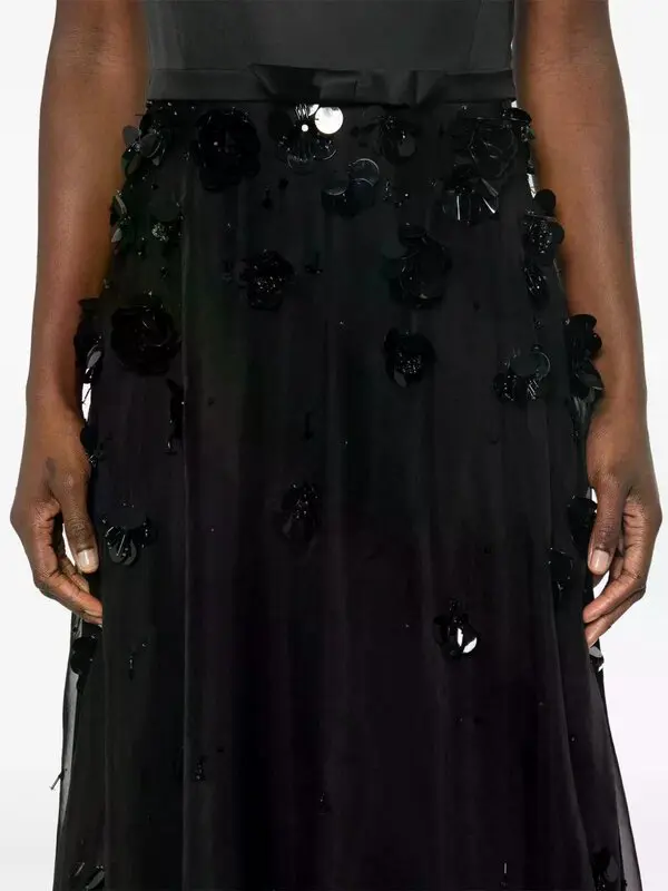 Viktor & Rolf Embroidered A-line Maxi Dress - Black