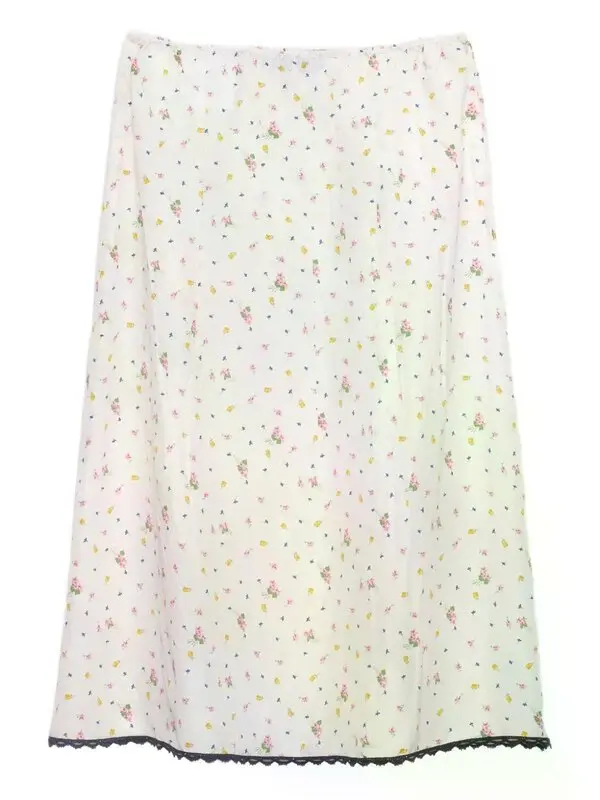 Prada Floral-print Skirt - White