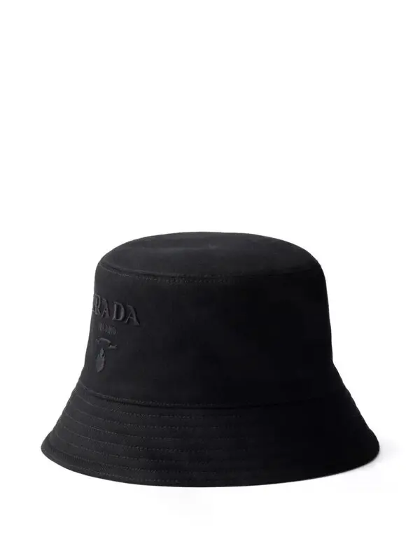 Prada Embroidered Bucket Hat - Black