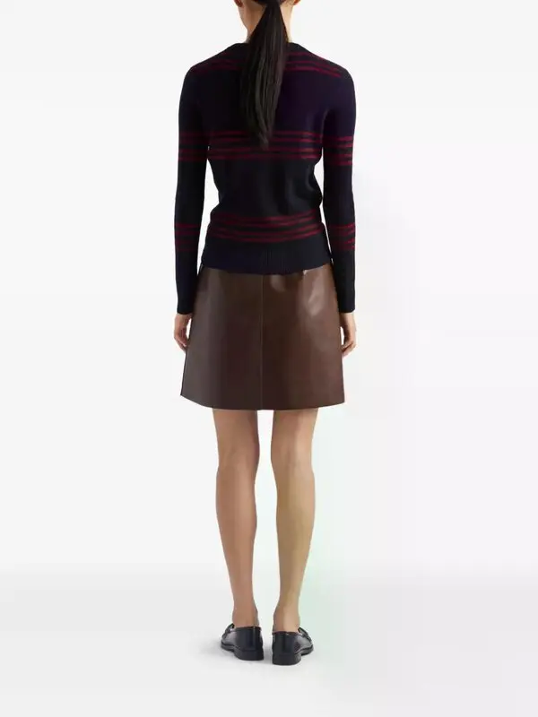Prada Belted Leather Mini Skirt - Brown