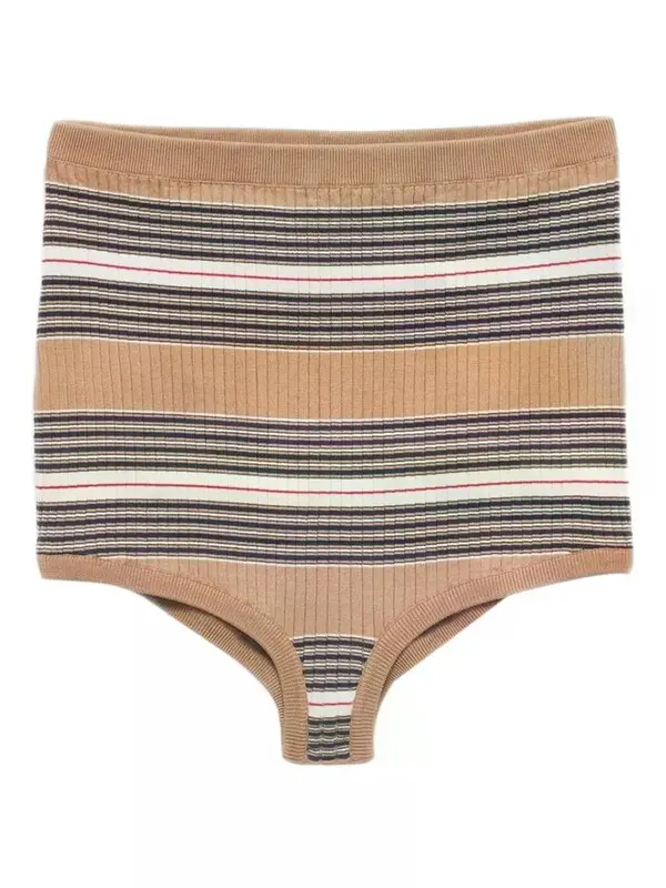Prada Striped Ribbed Mini Shorts