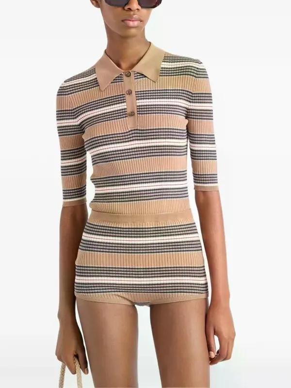 Prada Striped Ribbed Mini Shorts