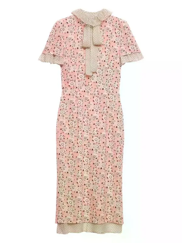Prada Printed Georgette Midi Dress - Pink