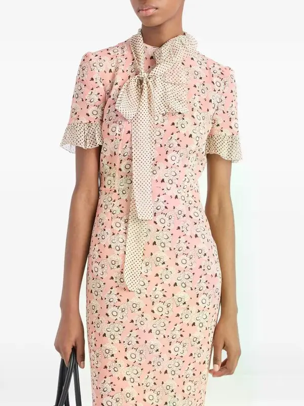 Prada Printed Georgette Midi Dress - Pink