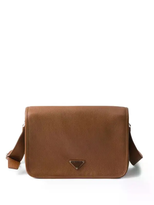 Prada Leather Messenger Bag - Brown