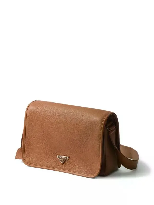 Prada Leather Messenger Bag - Brown