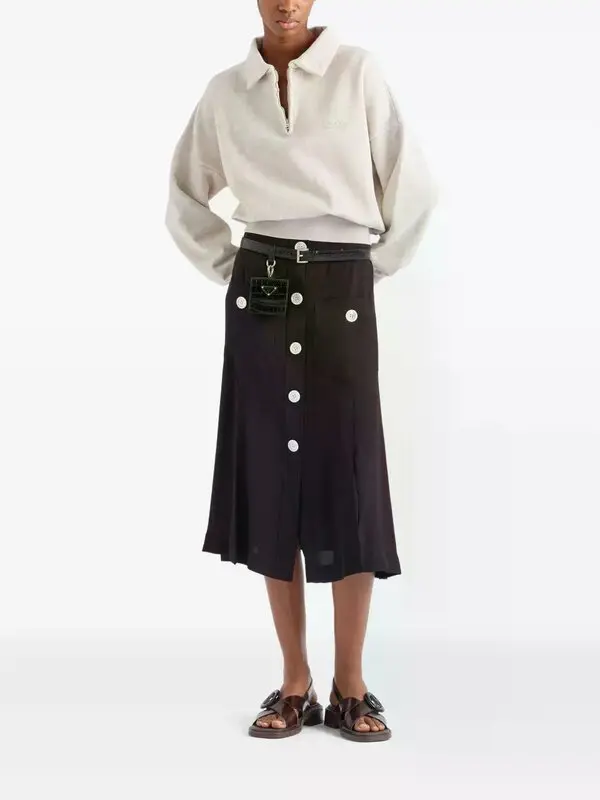 Prada Sablé Satin Midi Skirt