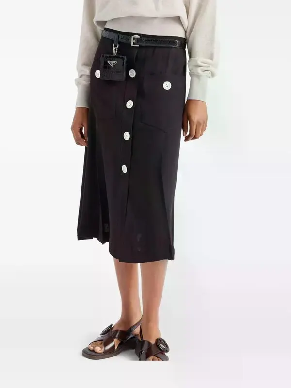 Prada Sablé Satin Midi Skirt