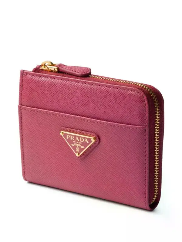 Prada Small Logo-triangle Wallet - Pink