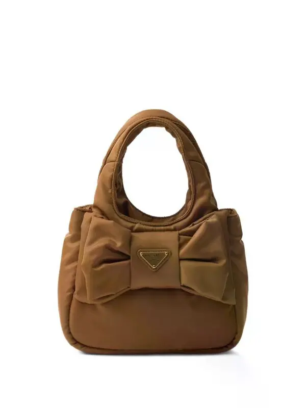 Prada Re-nylon Mini Bag With Bow Detail - Brown