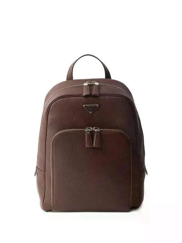Prada Structured Leather Backpack - Brown