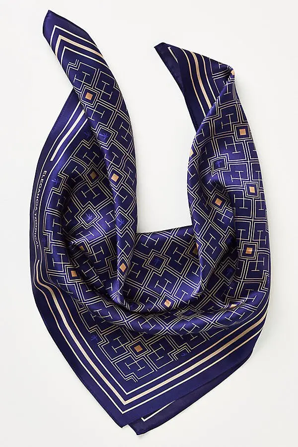 ELEGANCIA TROPICAL Royal Larth Silk Scarf - Navy