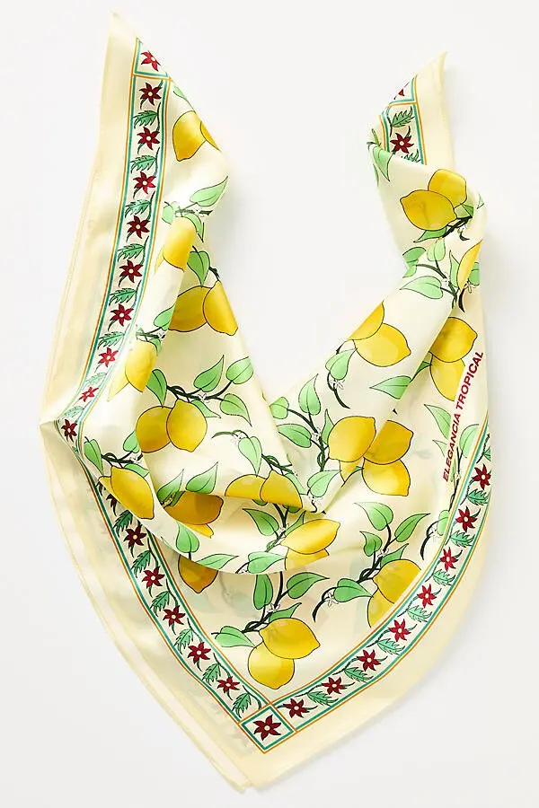 ELEGANCIA TROPICAL Citrus Bloom Silk Scarf - Light Yellow