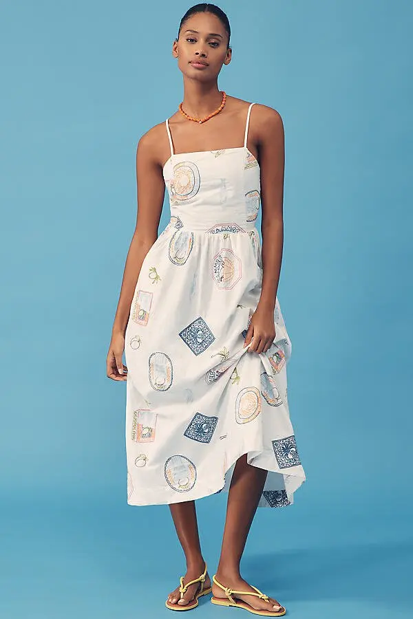 damson madder embroidered dress Light Pink Floral Embroidered Midi Dress - All Dresses