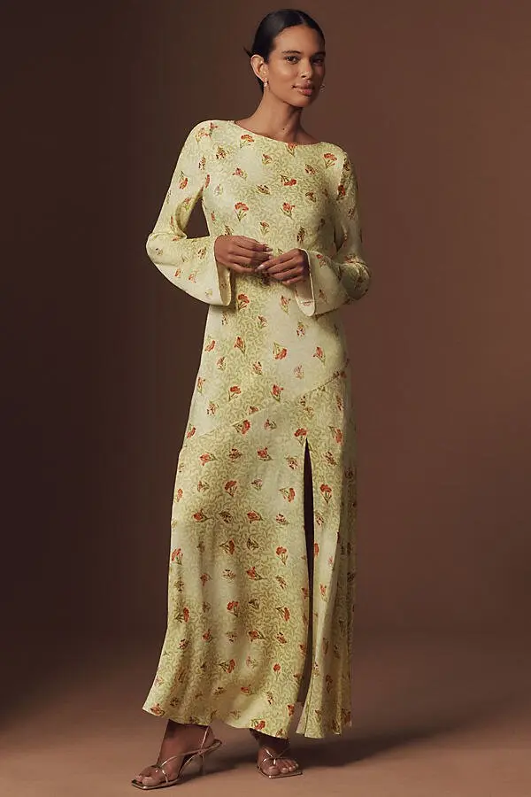 Bhldn Dani Long-sleeve Maxi Dress - Yellow Combo