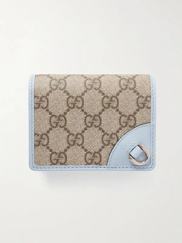 Gucci Gg Emblem Mini Printed Coated-canvas And Leather Wallet - Neutrals