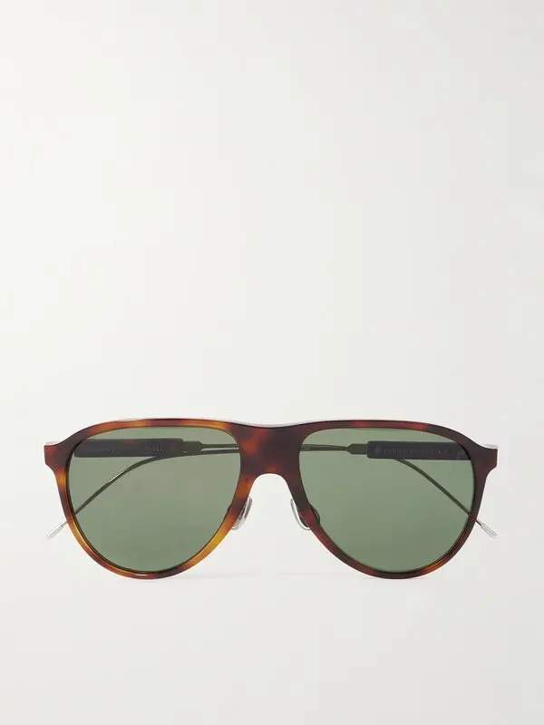 Brunello Cucinelli Aviator-style Sunglasses - Tortoiseshell