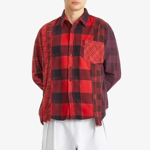 Needles 7 Cuts Wide Over Dyed Flannel Shirt - Red