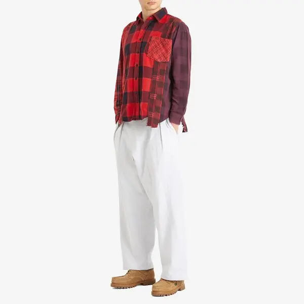 Needles 7 Cuts Wide Over Dyed Flannel Shirt - Red