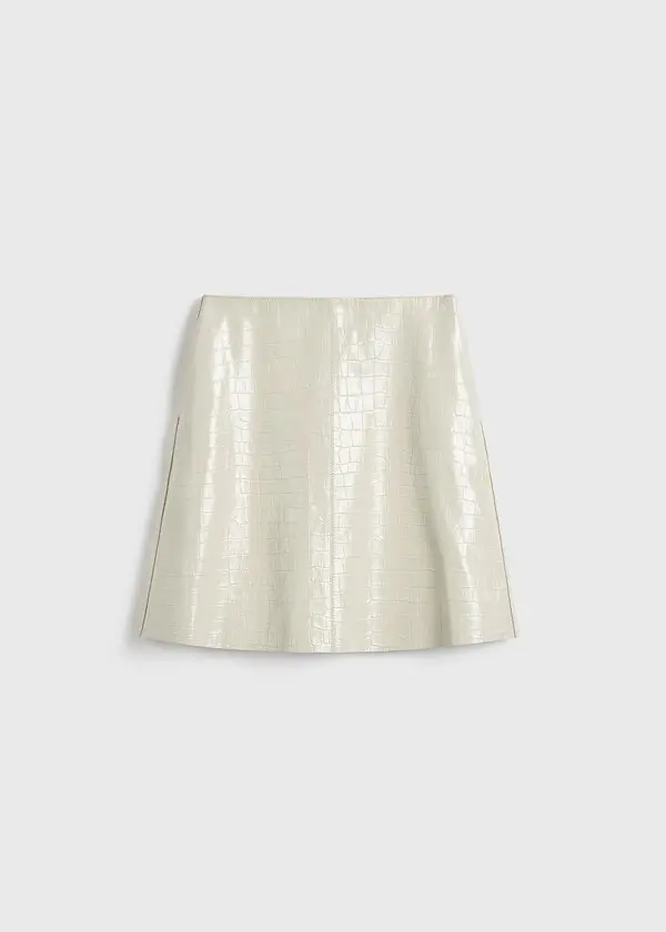 TOTEME Croco-embossed Leather A-line Skirt