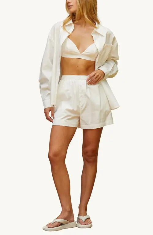 CRESCENT Button-up Shirt And Boxer Shorts Three-piece Set - White