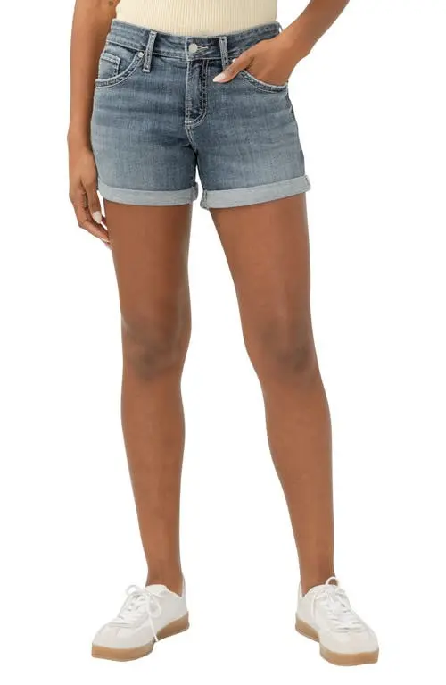 SILVER JEANS CO. Americana Mid-rise Denim Boyfriend Shorts