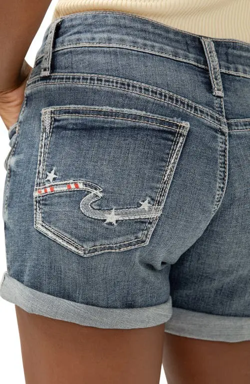 SILVER JEANS CO. Americana Mid-rise Denim Boyfriend Shorts
