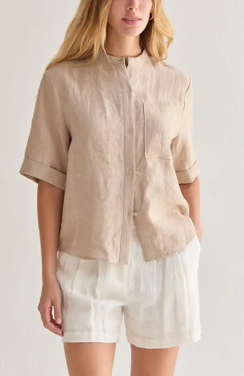 CRESCENT Linen Button-up Shirt - Oatmeal