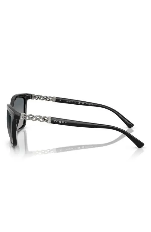 VOGUE 56mm Polarized Gradient Square Sunglasses - Black