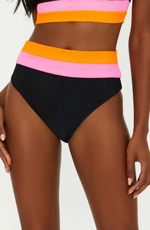 Beach Riot Heidi Colorblock High Waist Bikini Bottoms - Sangria Sun