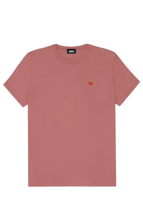 DALIX Pixel Heart Jersey Relaxed Tee - Mauve