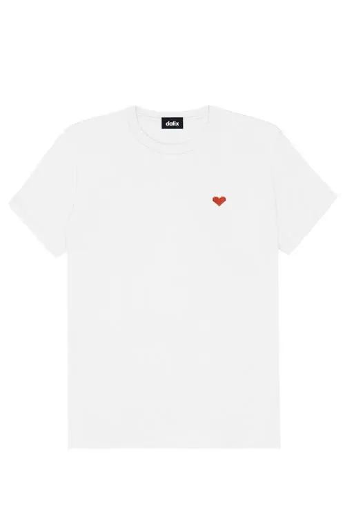 DALIX Pixel Heart Jersey Relaxed Tee - White