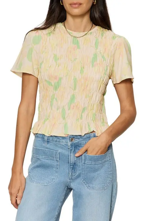 Sanctuary Smocked Top With Frill Hem - Gentle Lily Yellow