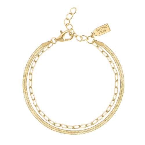 ELECTRIC PICKS 2 Chains Double Bracelet - Yellow Gold