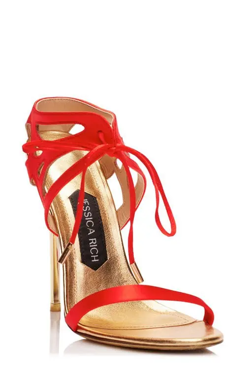 JESSICA RICH Laser Cut Tie Up Sandals