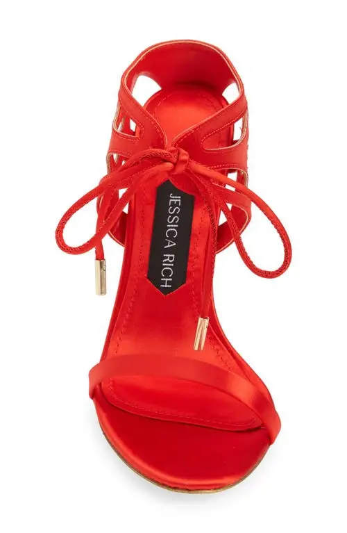 JESSICA RICH Laser Cut Tie Up Sandals