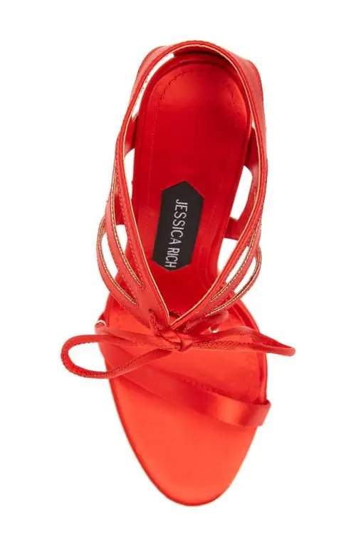 JESSICA RICH Laser Cut Tie Up Sandals