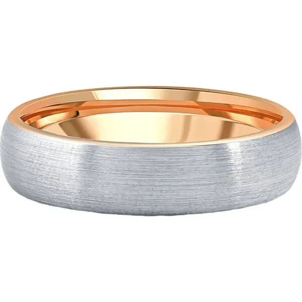 BLISS DIAMOND Brushed Two Tone 6mm Band Ring - Tungsten