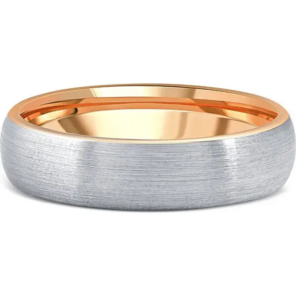BLISS DIAMOND Brushed Two Tone 6mm Band Ring - Tungsten