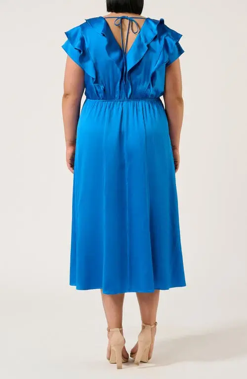 ESTELLE Poseidon Ruffle Trim Cocktail Dress