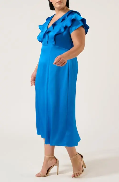 ESTELLE Poseidon Ruffle Trim Cocktail Dress